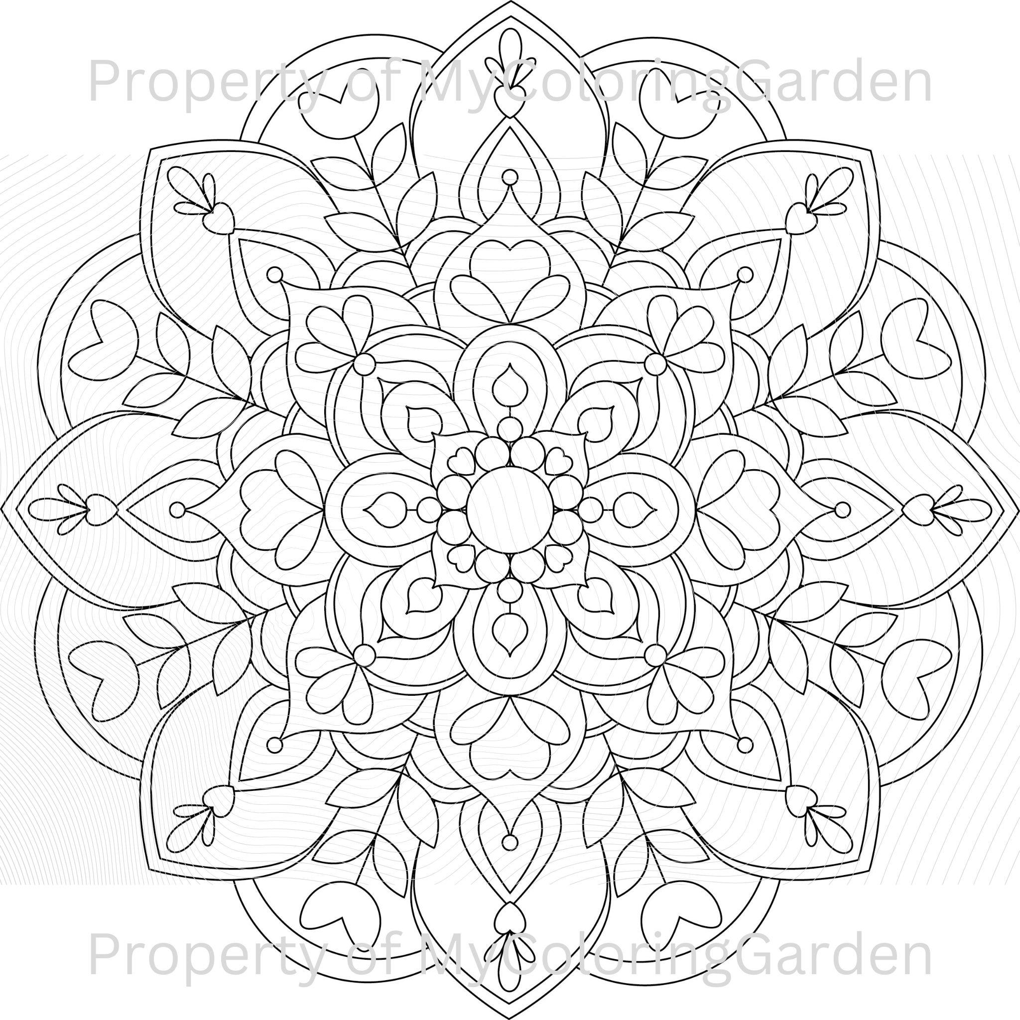 Flower Mandala Printable Coloring Page for Meditation and Mindfulness ...