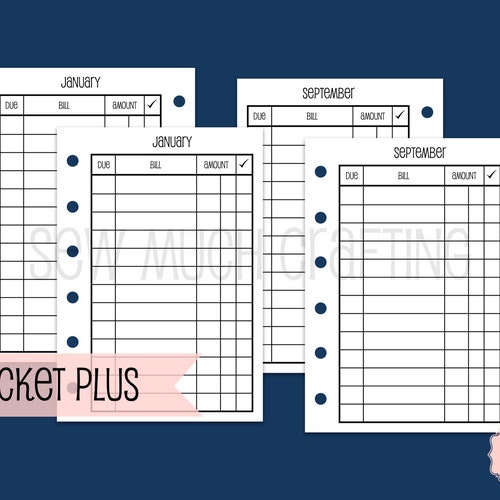 Printed Pocket Size Bill Pay Checklist | Etsy