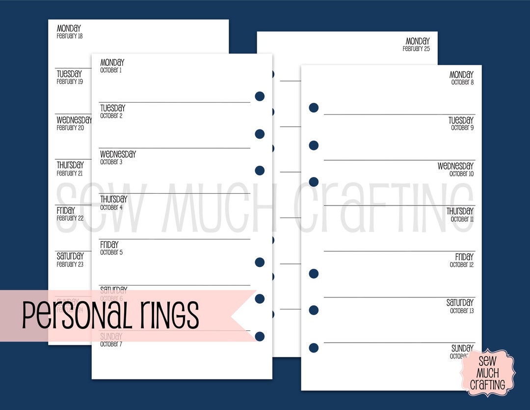Printed Personal Size Week on One Page NO Grid (2WO2P) - Etsy
