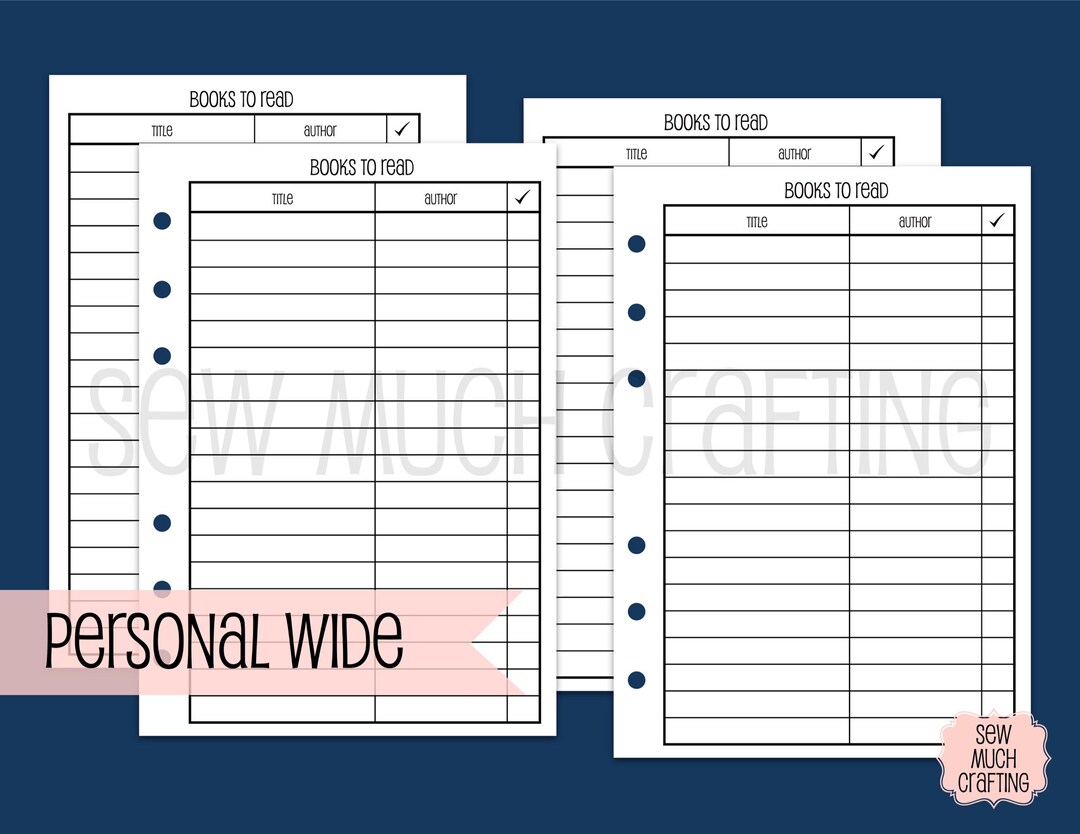 Printed Personal WIDE Books to Read Inserts - Etsy