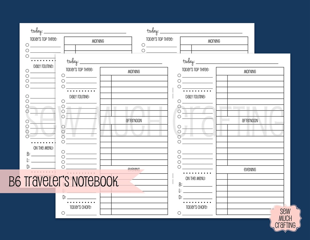 Traveler's Notebook B6 Size Day on One Page With ROUTINE Planner ...