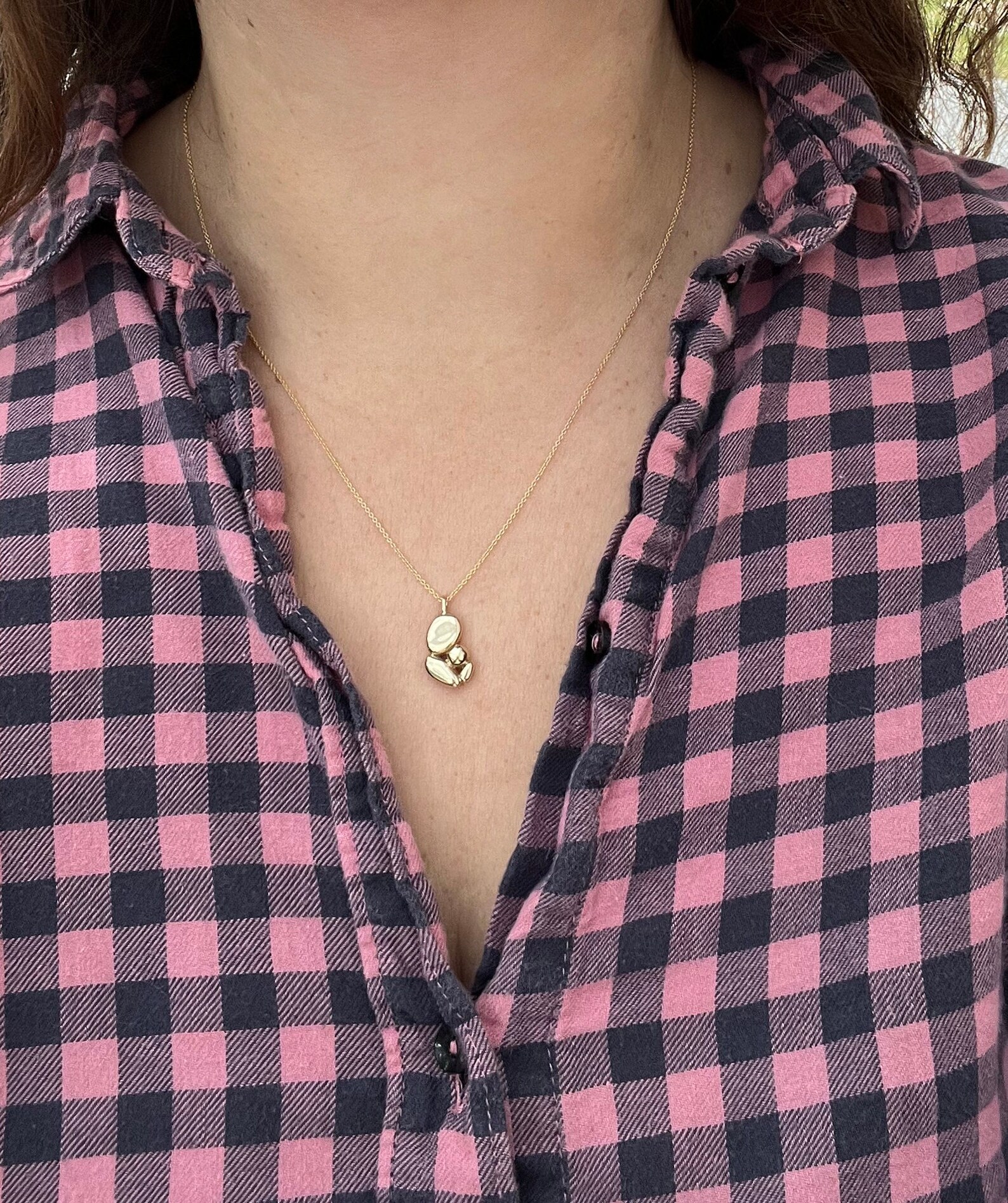 Minimalist 14k Gold Necklace, Abstract Gold Necklace, Solid Gold ...