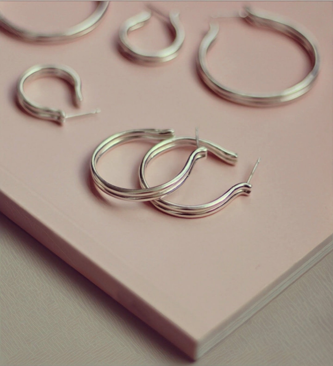 White Gold Hoop Earrings, Wire Hoop Earrings, Large Hoop Earrings ...