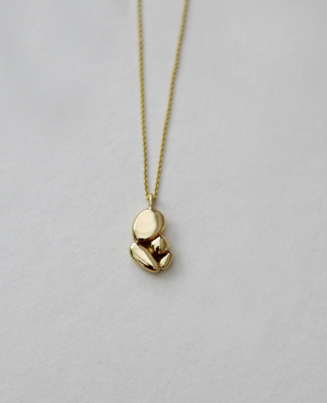 Minimalist 14k Gold Necklace, Abstract Gold Necklace, Solid Gold ...