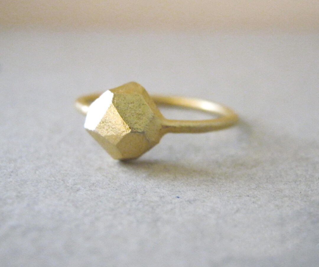 Gold Ring, Faceted Jewelry, Gift for Her, Geometric Ring, Wedding Ring ...