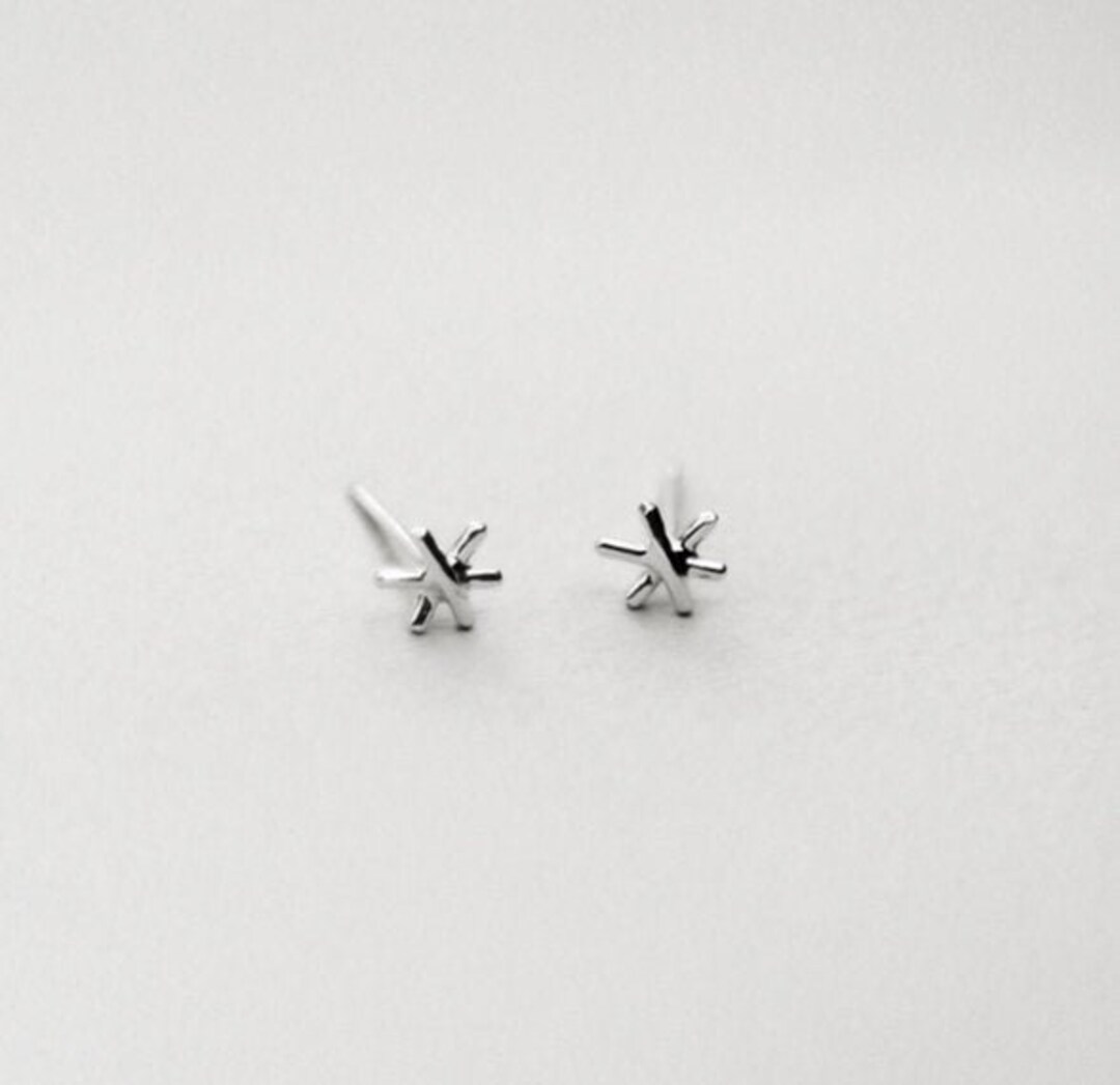 Tiny Star Stud Earrings, White Gold Star Earrings, Solid Gold Jewelry ...