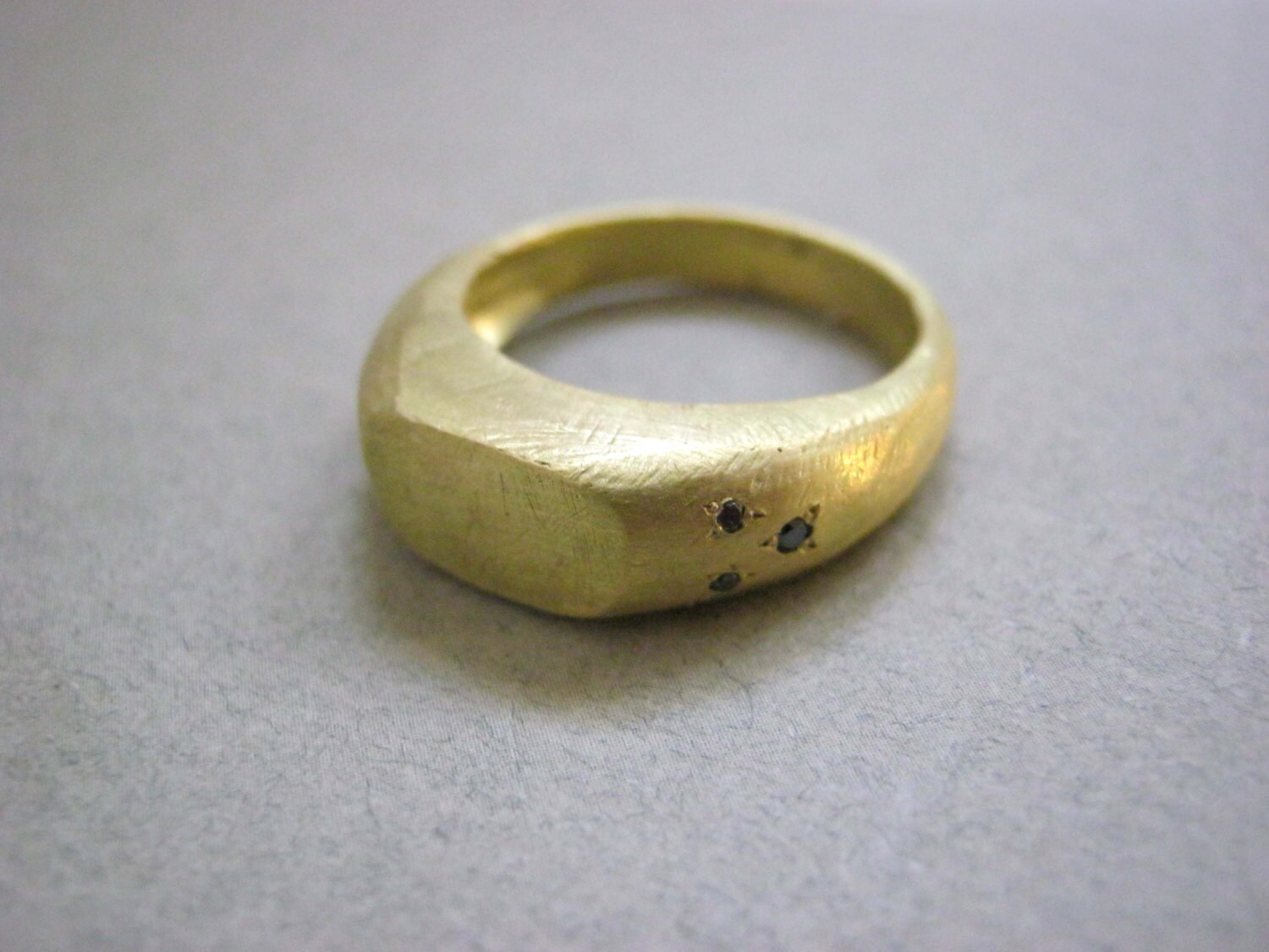 Hand Made Engagement Ring 18k Gold Ring With Black Diamonds - Etsy Israel