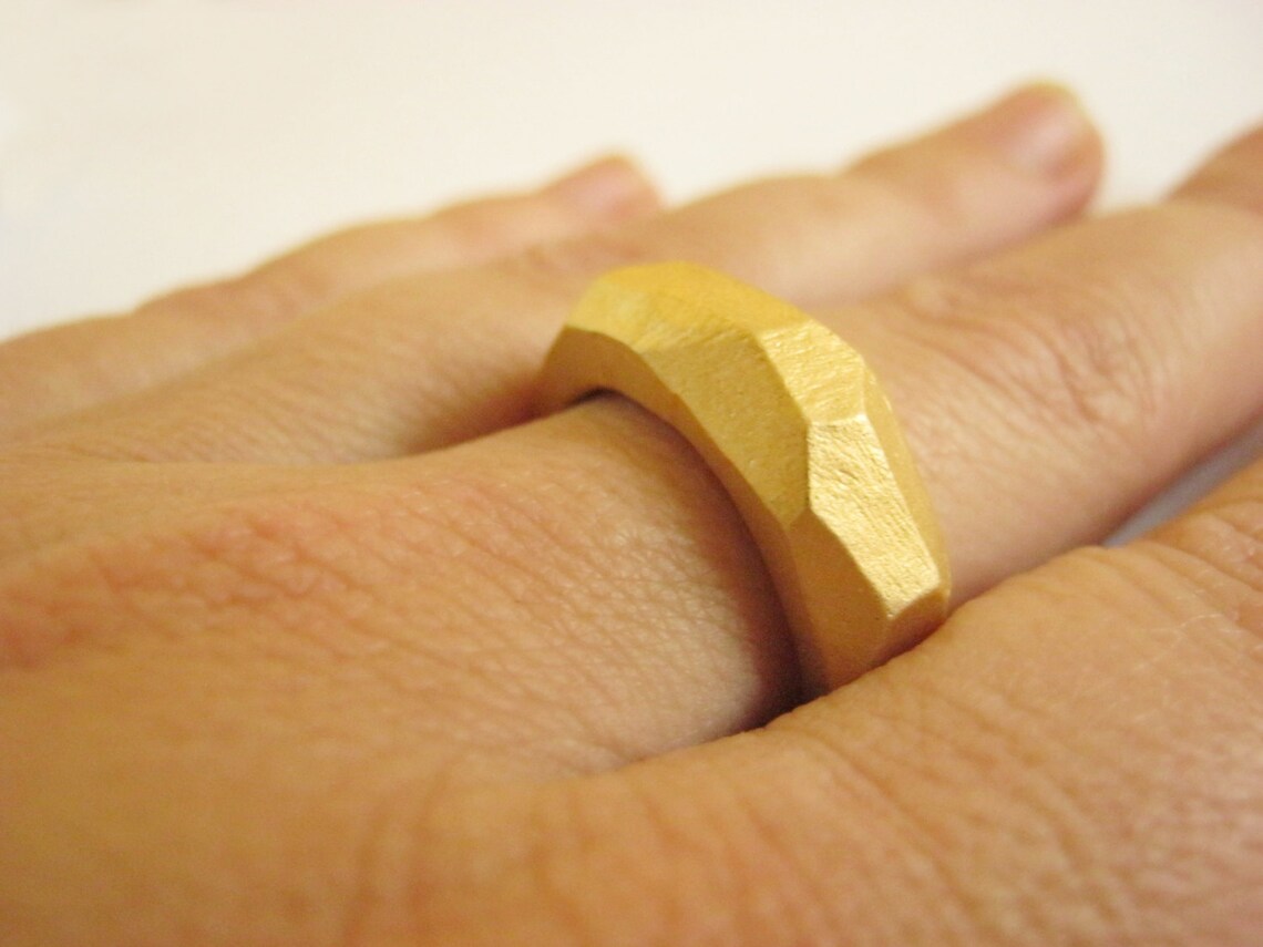 Gold Faceted Ring Gold Plated Men's Ring Holiday Gift - Etsy