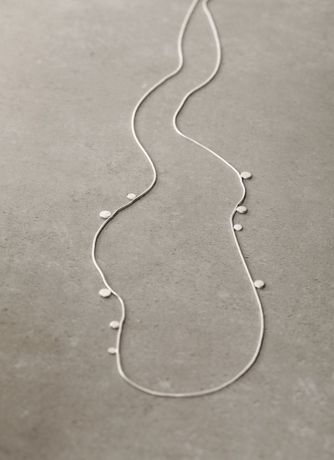Silver Dot Necklace Long Silver Necklace Gift for Her - Etsy