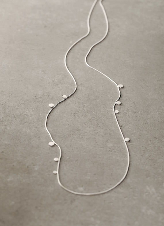 Silver Dot Necklace Long Silver Necklace Gift for Her - Etsy Australia