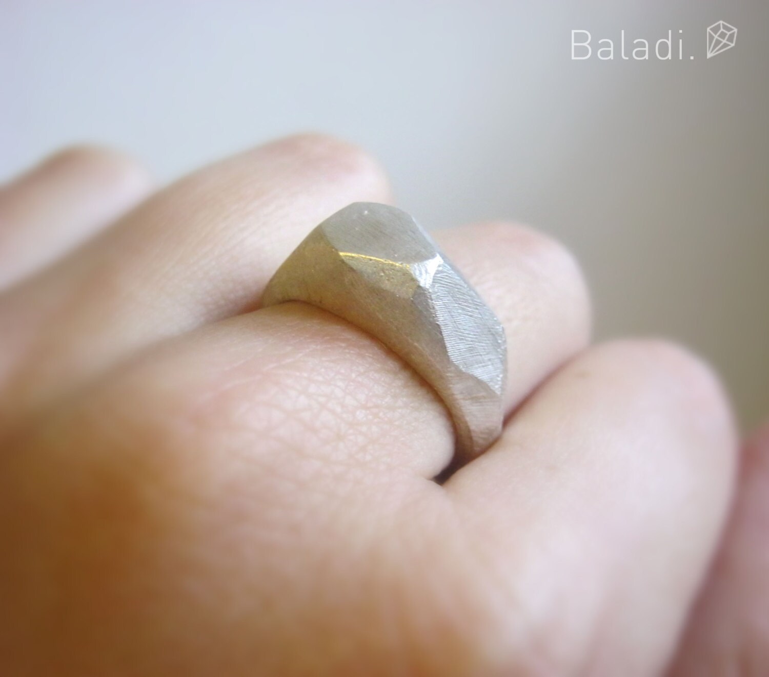 Faceted Silver Ring, Rustic Finish, Holiday Gift, Can Be an Engagement ...