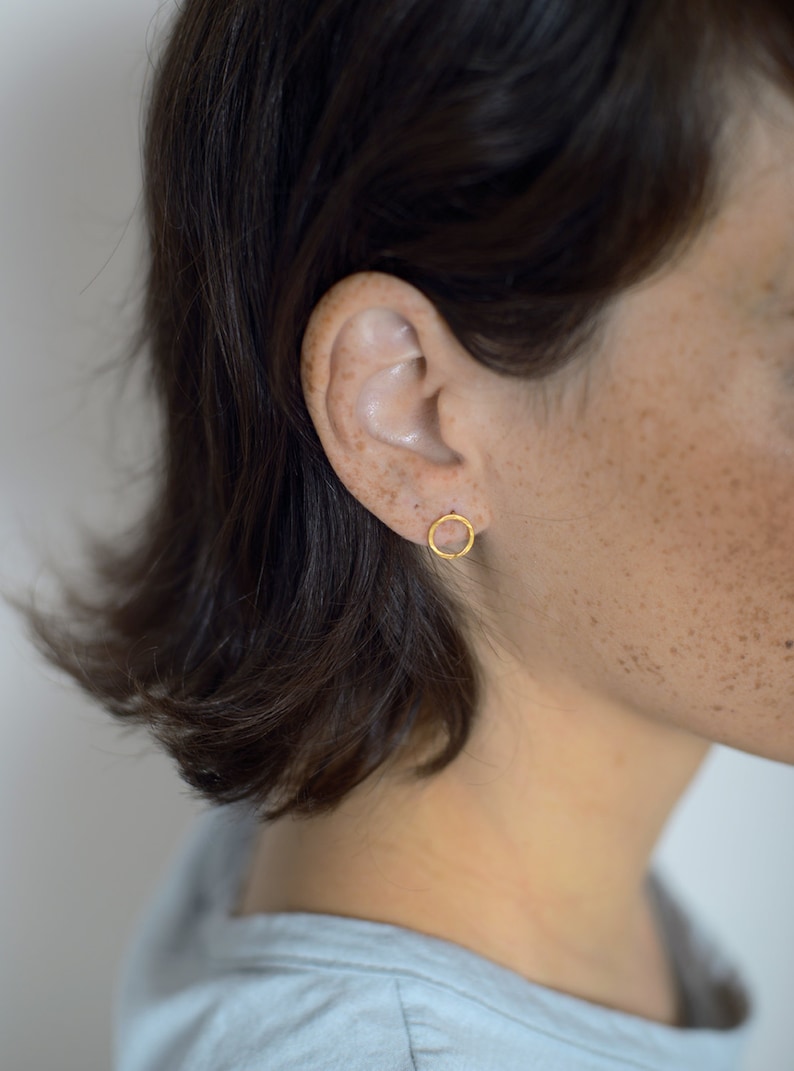 Circle Stud Earrings Simple Stud Earrings Gold Stud | Etsy