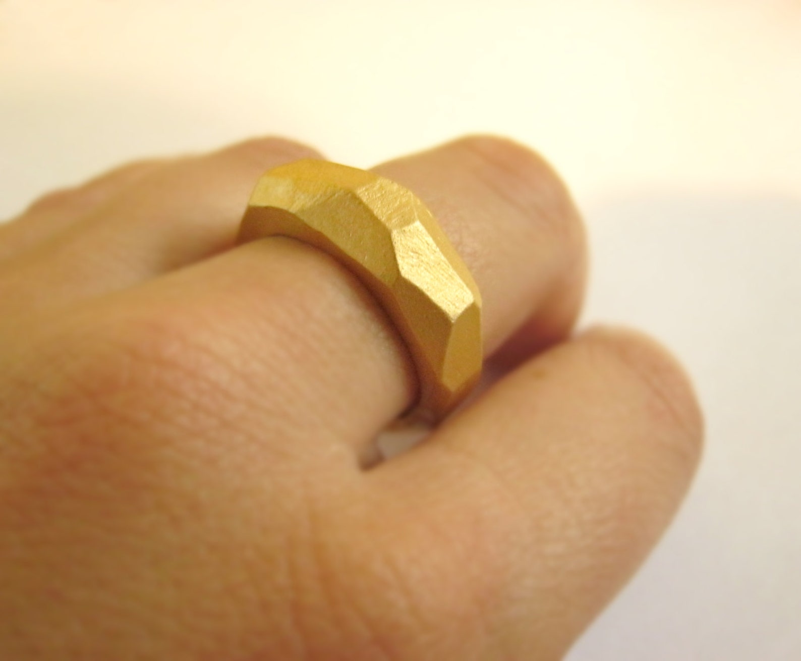 Gold Faceted Ring Gold Plated Men's Ring Holiday Gift - Etsy