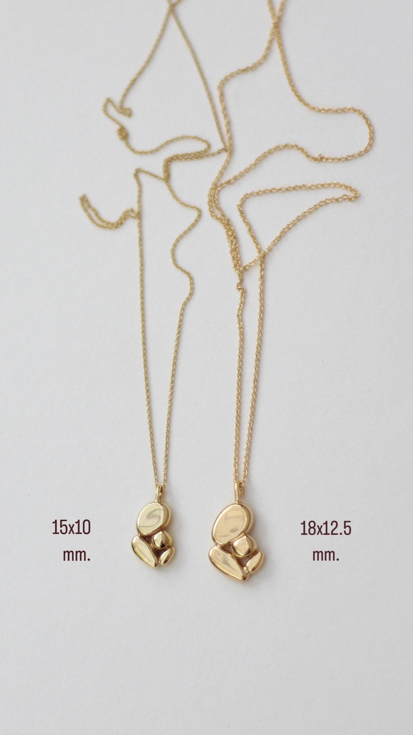 Minimalist 14k Gold Necklace, Abstract Gold Necklace, Solid Gold ...