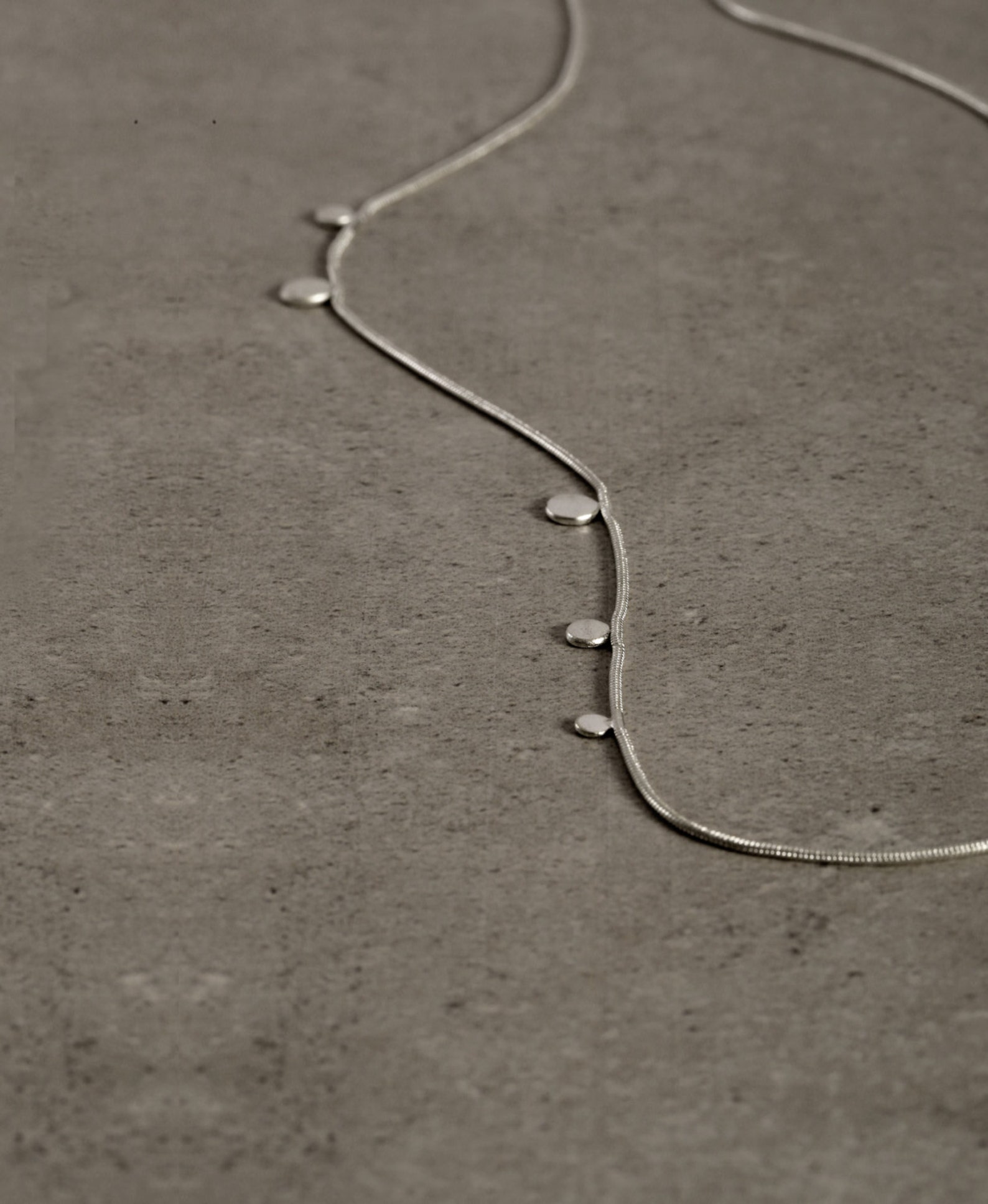 Silver Dot Necklace Long Silver Necklace Gift for Her - Etsy