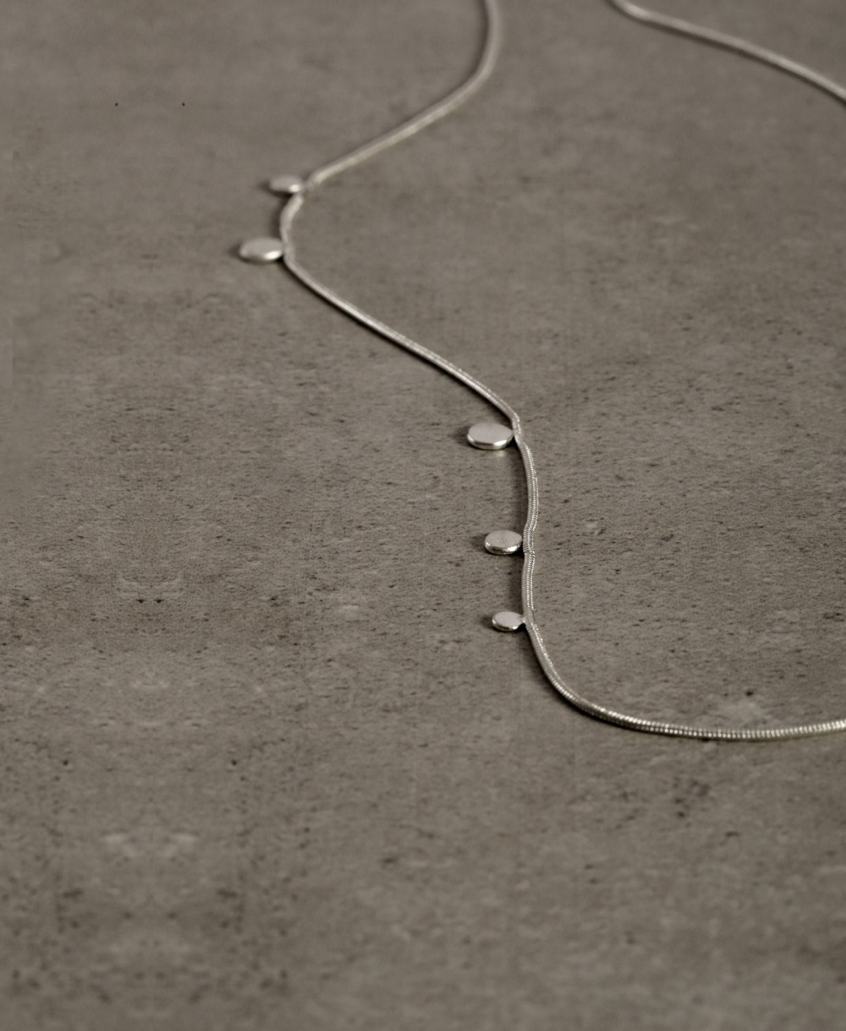 Silver Dot Necklace Long Silver Necklace Gift for Her - Etsy
