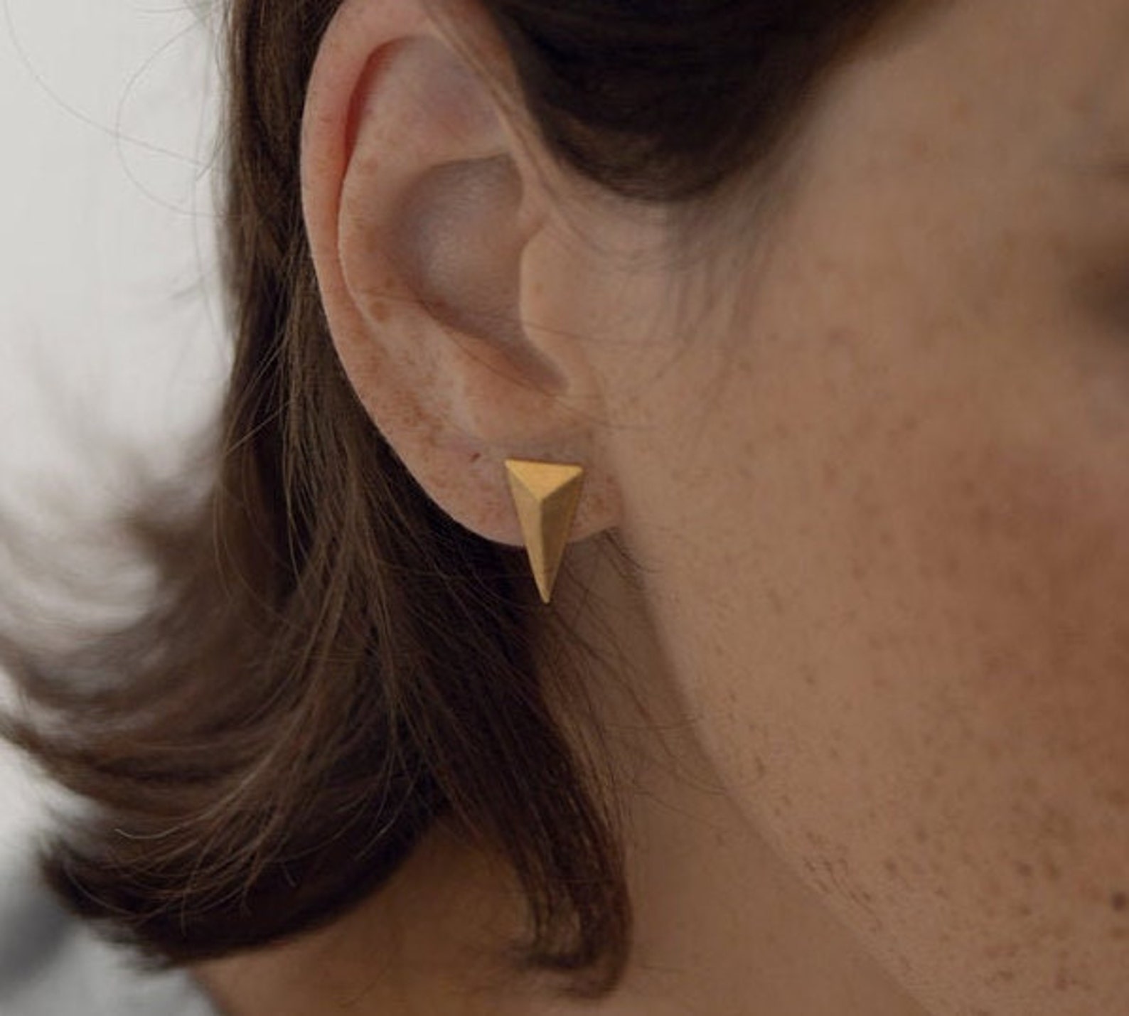 Triangle Studs White Gold Triangle Earrings White Gold Drop - Etsy