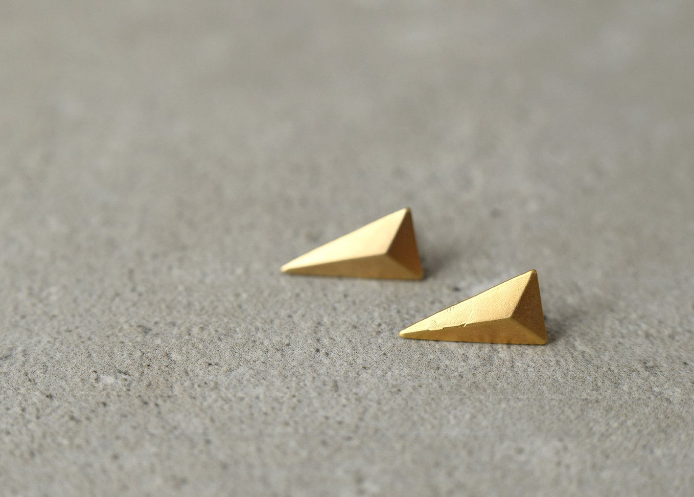 Triangle Studs White Gold Triangle Earrings White Gold Drop - Etsy