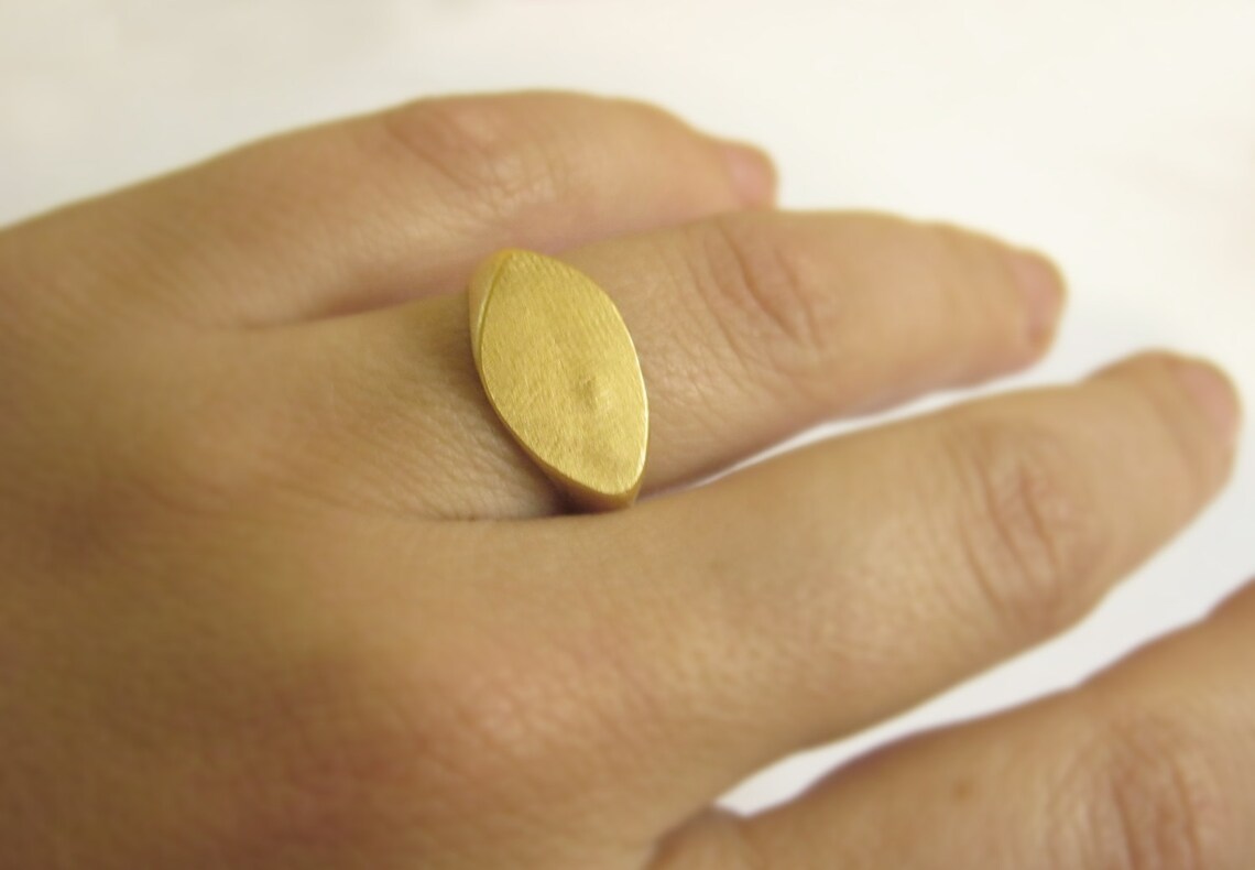 Flat Head Golden Ring Sterling Silver Gold Plated Valentines - Etsy