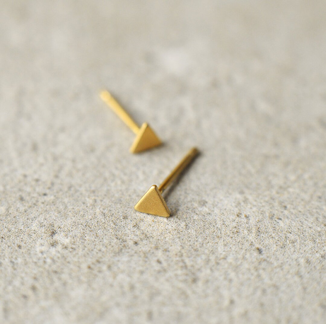 Tiny Triangle Studs, Minimalist Earrings, Tiny Triangle, Stacking ...