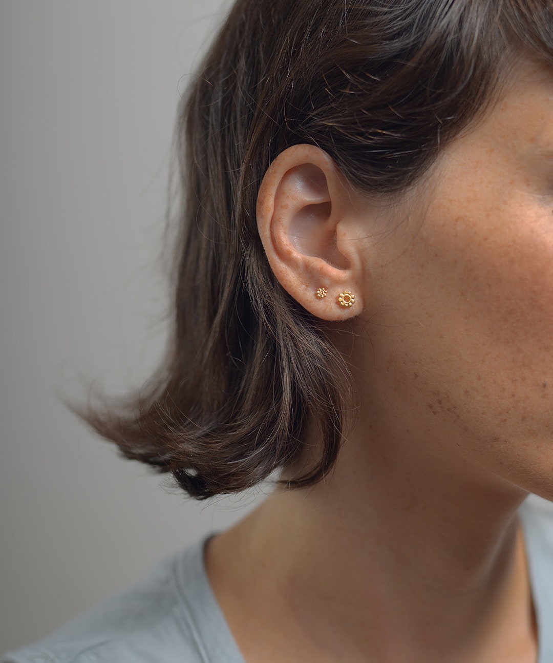 Flower Stud Earrings, Unique Stud Earrings, Tiny Gold Earrings ...