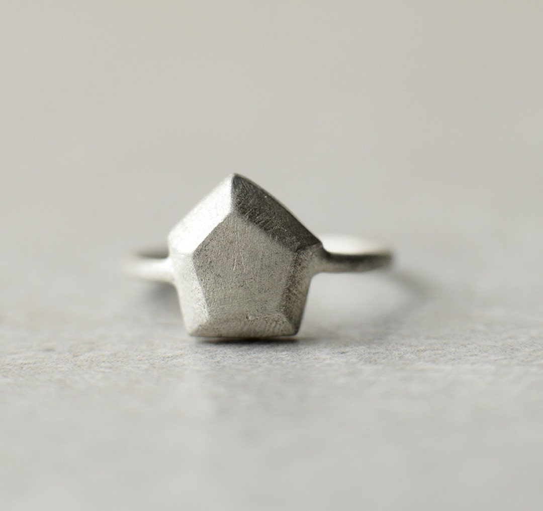 Pentagon Silver Ring, Nature Inspired Jewelry, Unique Ring Women ...