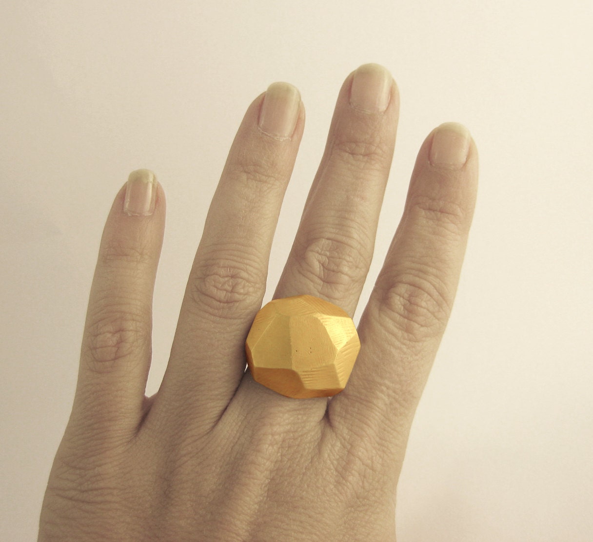 Statement Golden Ring, Geometric, Faceted, Valentines Gift, Black ...