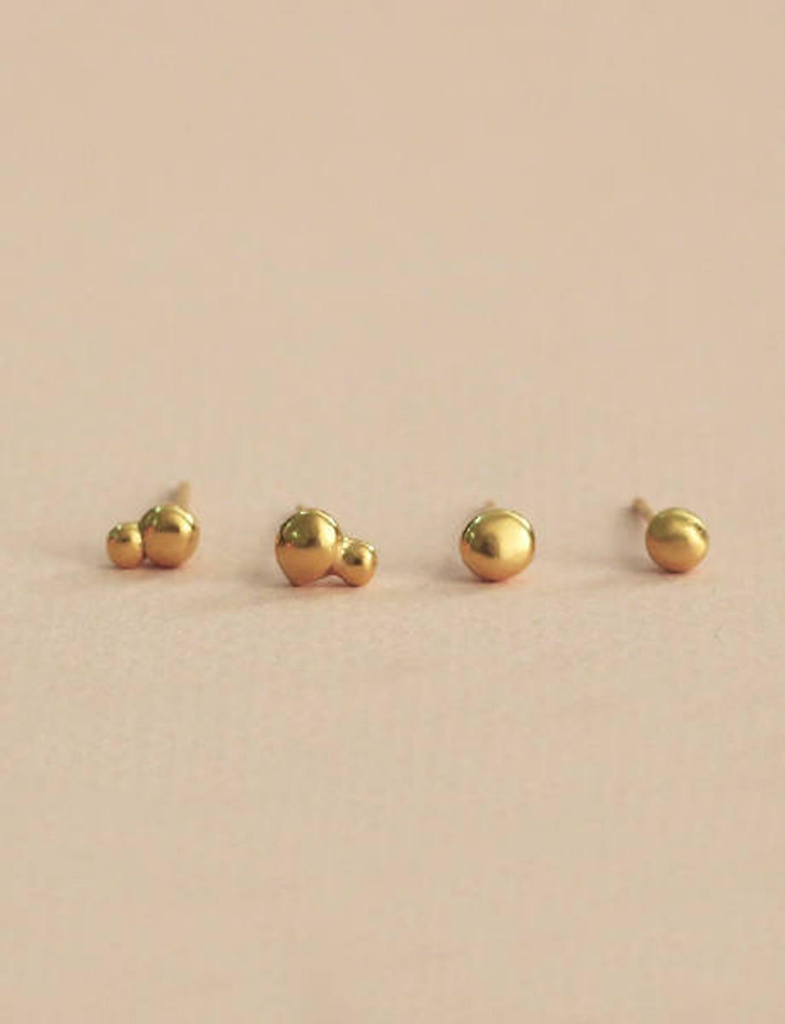 Minimalist Nugget Stud Earrings Small 14k Solid Gold or | Etsy