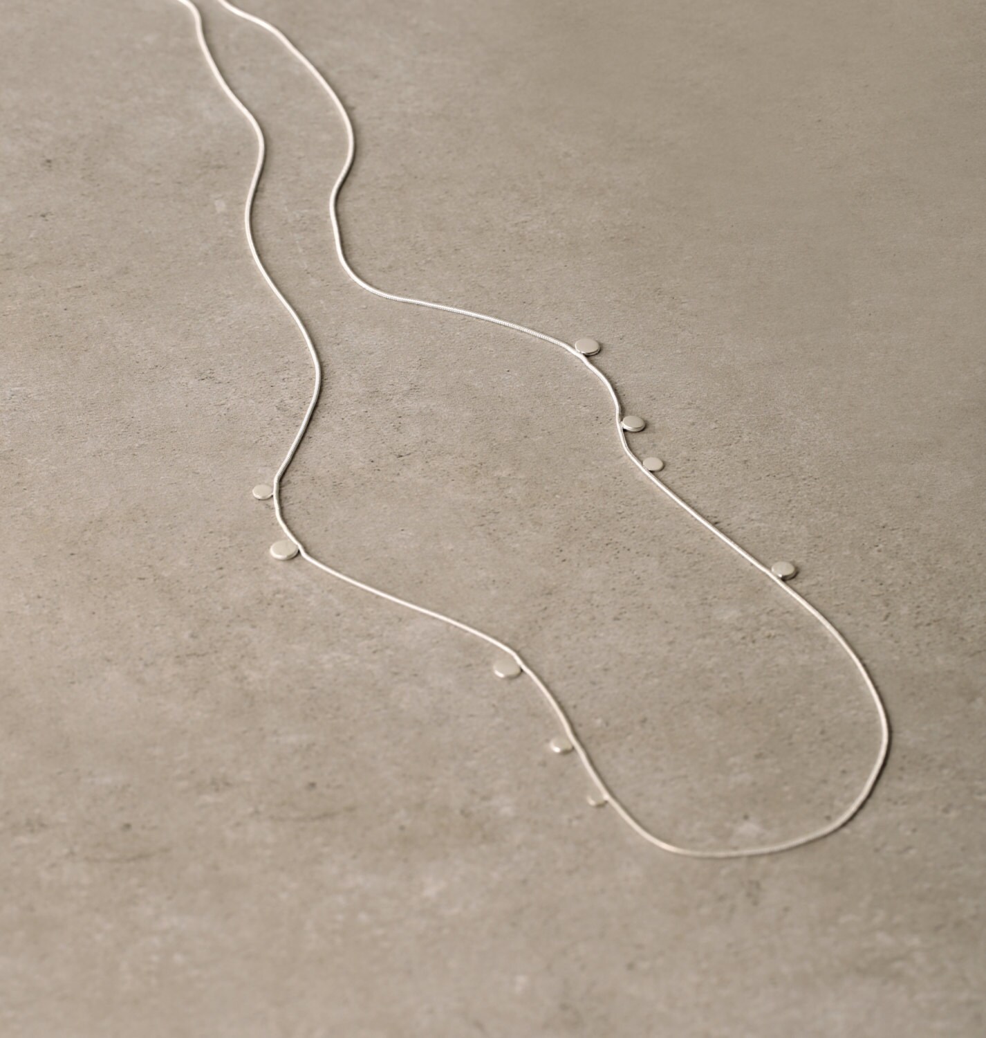 Silver Dot Necklace Long Silver Necklace Gift for Her - Etsy