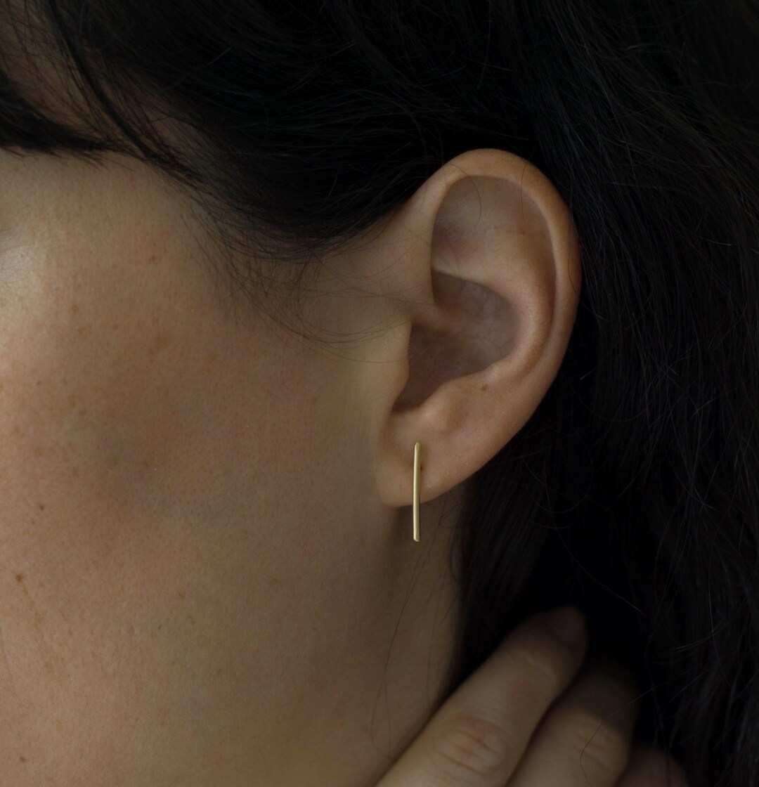 Gold Bar Earrings, Minimalist Bar Earrings, Bar Stud Earrings, Unique ...