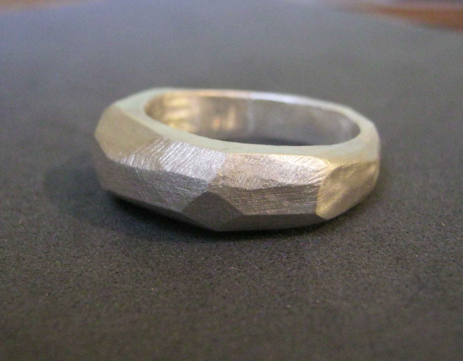 Men's ring silver faceted ring holiday gift geometry | Etsy