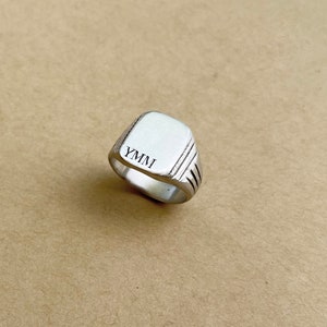 Silver Signet Ring, Sterling Silver Signet Ring, Custom Inital Signet ...