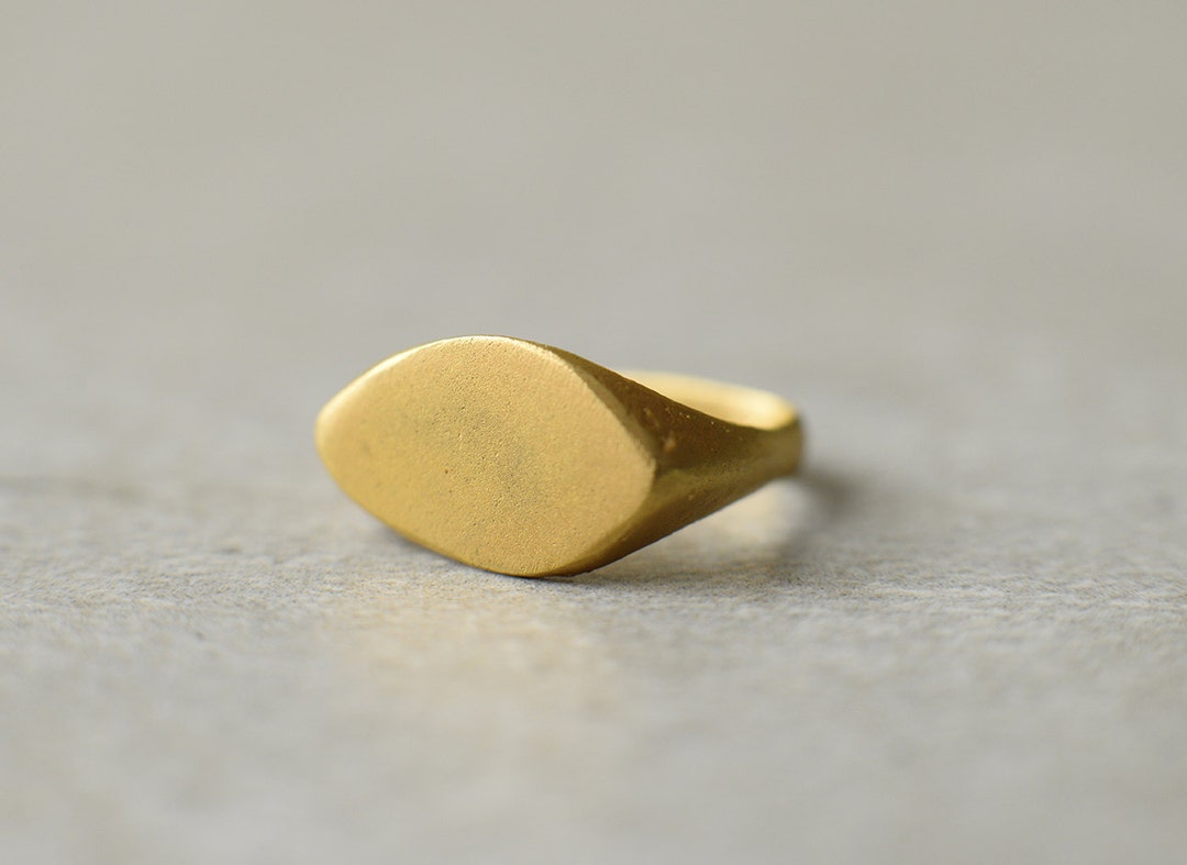 Flat Head Golden Ring, Sterling Silver Gold Plated, Valentines Gift ...