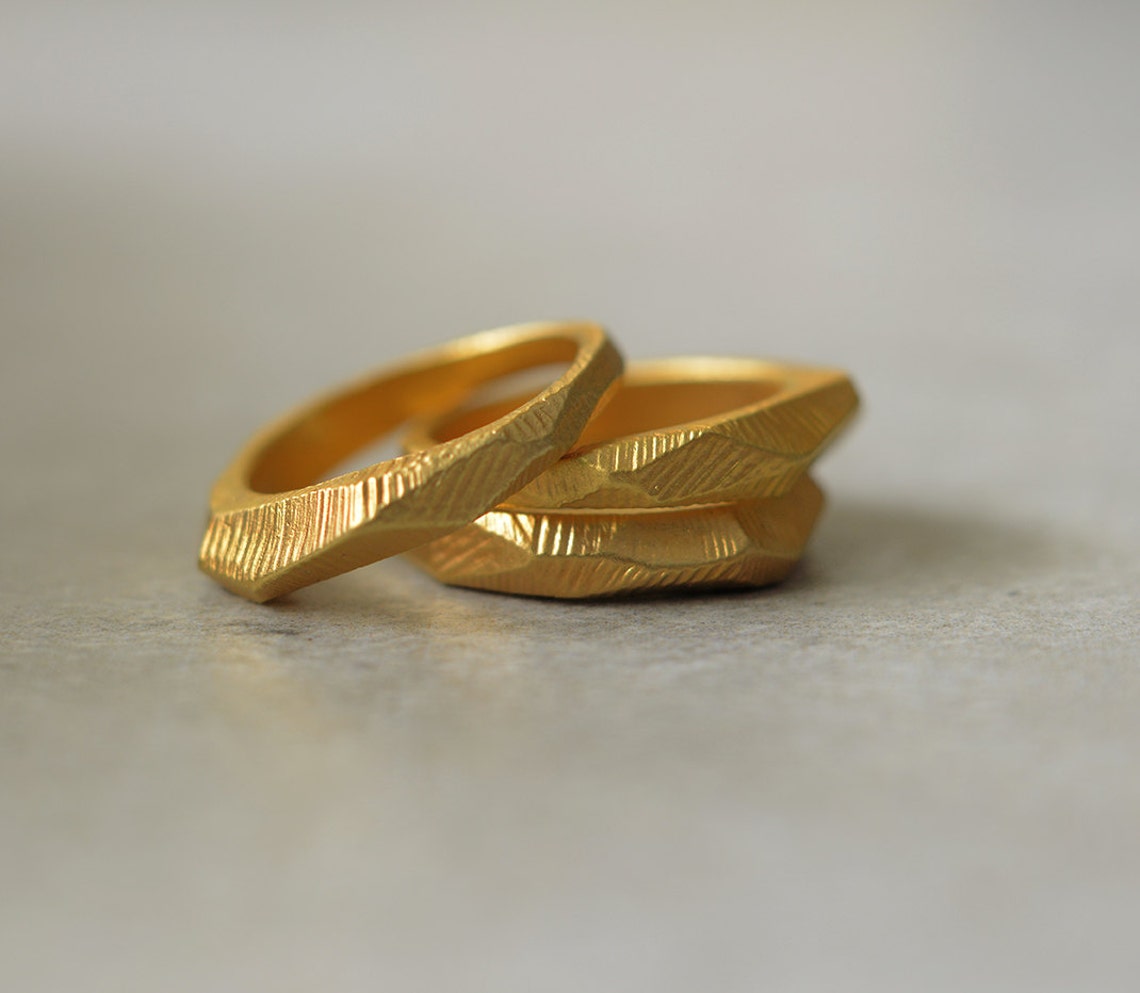 Faceted Gold Plated Ring Valentines Day Gift for Her Love - Etsy