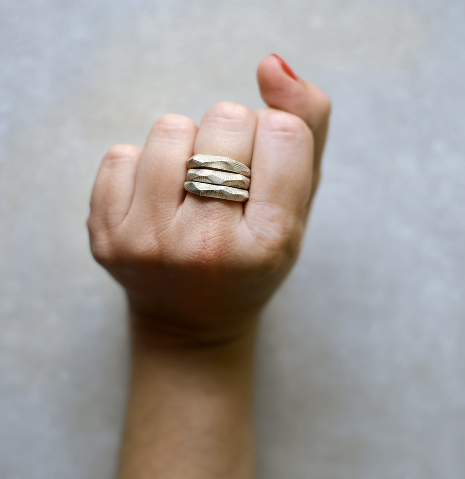 Faceted Ring Silver Stacking Ring Geometric Ring Minimalist | Etsy