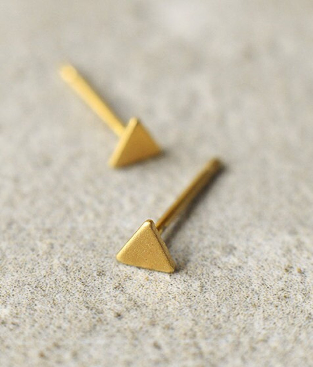 Tiny Studs, Triangle Studs, Minimalist Gold Earrings, Hand Made Jewelry ...