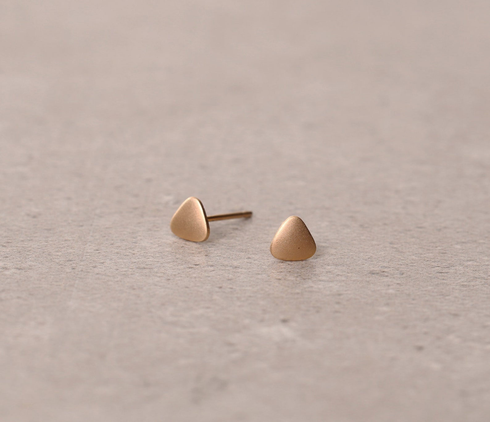 Triangle Stud Earrings Tiny Gold Stud Earrings Geometric | Etsy