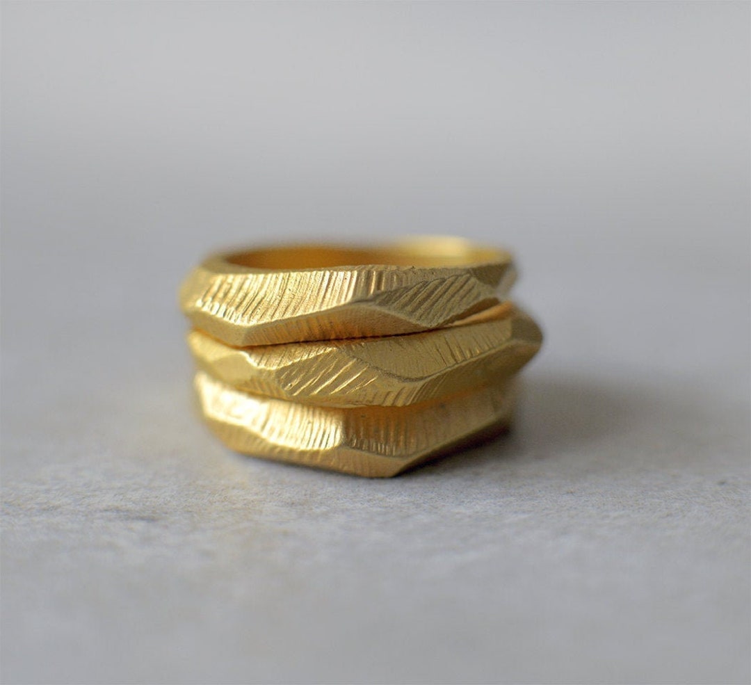 Faceted Ring, Gold Stacking Ring, Geometric Ring, Minimalist Jewelry ...