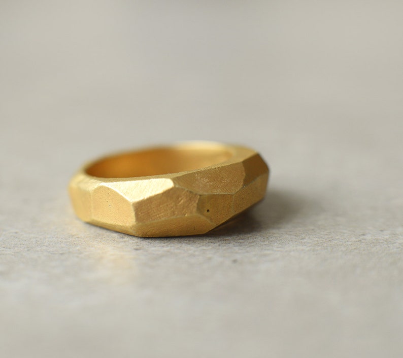 Gold Faceted Ring Gold Plated Men's Ring Holiday Gift - Etsy