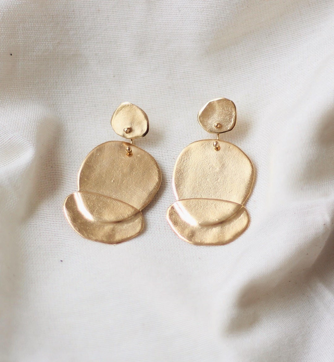 Statement Drop Earrings, Drop Stud Earrings, Gold Statement Earrings ...