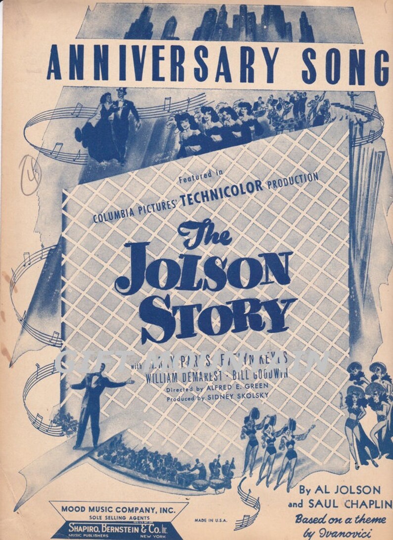 Al Jolson Vintage Sheet Music Anniversary Song And Toot Toot | Etsy