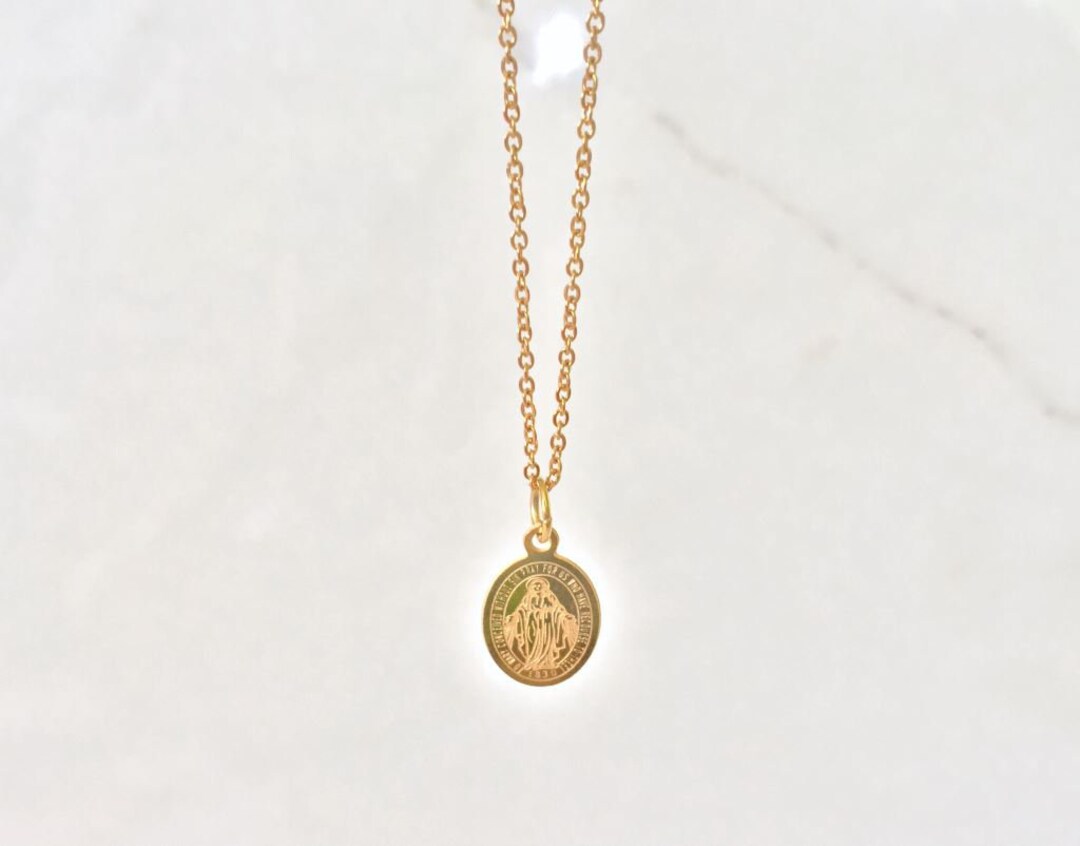 Gold Virgin Mary Coin Necklace - Virgin Mary - Religious Coin Necklace ...