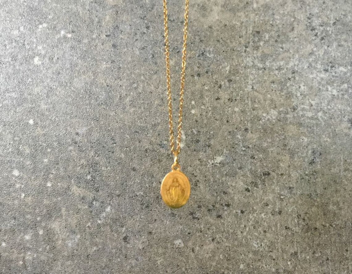 Gold Virgin Mary Coin Necklace - Virgin Mary - Religious Coin Necklace ...