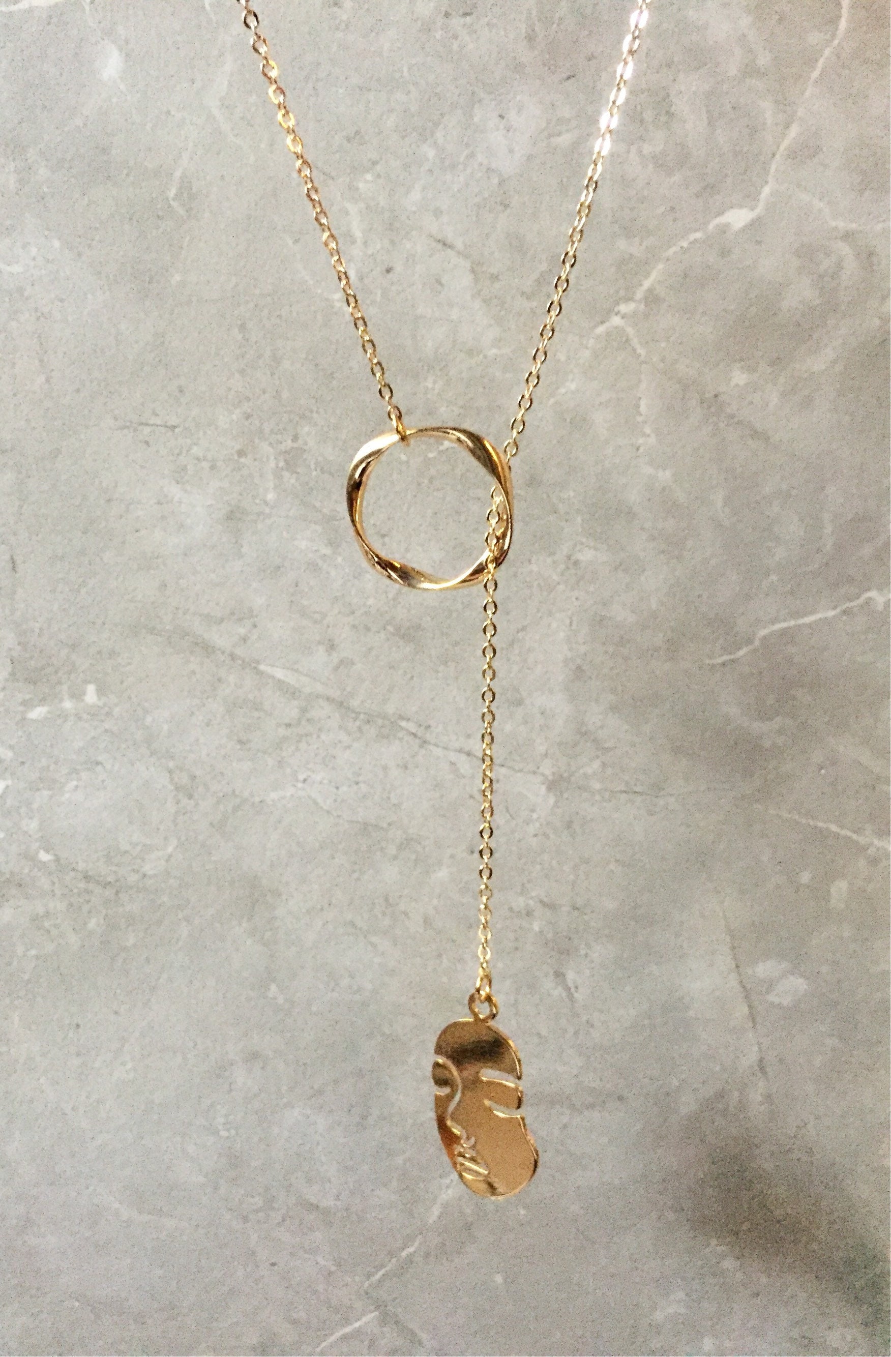 Abstract Face Threader Necklace - Picasso Face Pendant - Minimalist ...