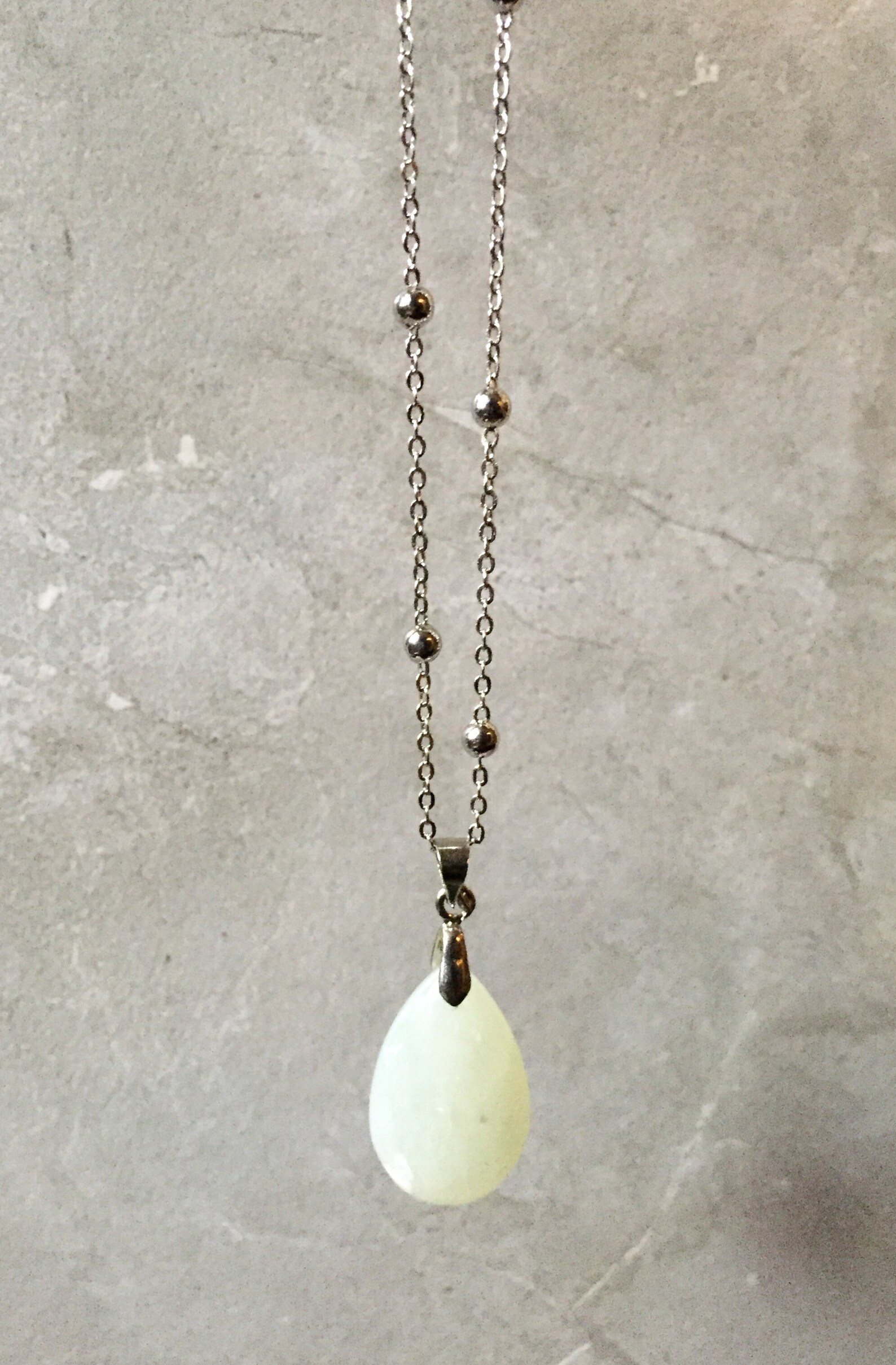 Green Jade Teardrop Pendant Necklace - Gold or Silver Crystal Jewelry ...