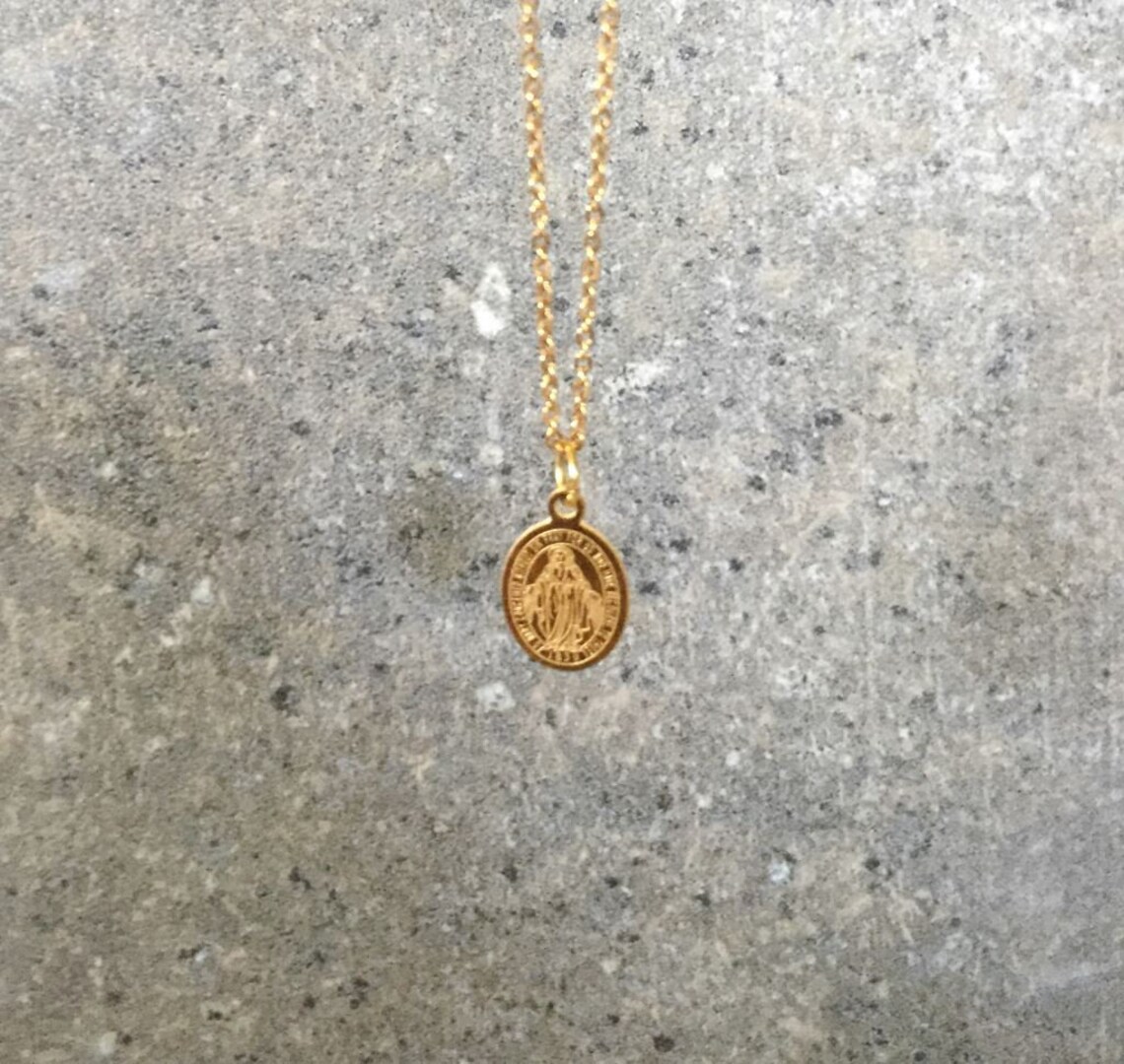 Gold Virgin Mary Coin Necklace - Virgin Mary - Religious Coin Necklace ...