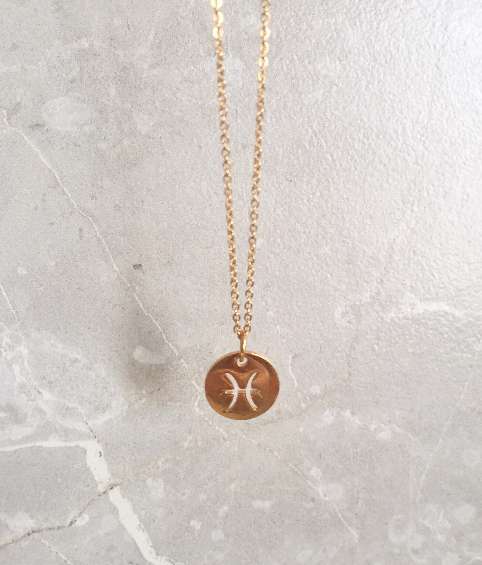 Zodiac Coin Disc Necklace - Astrology Sign- Gold Star Sign- Zodiac ...