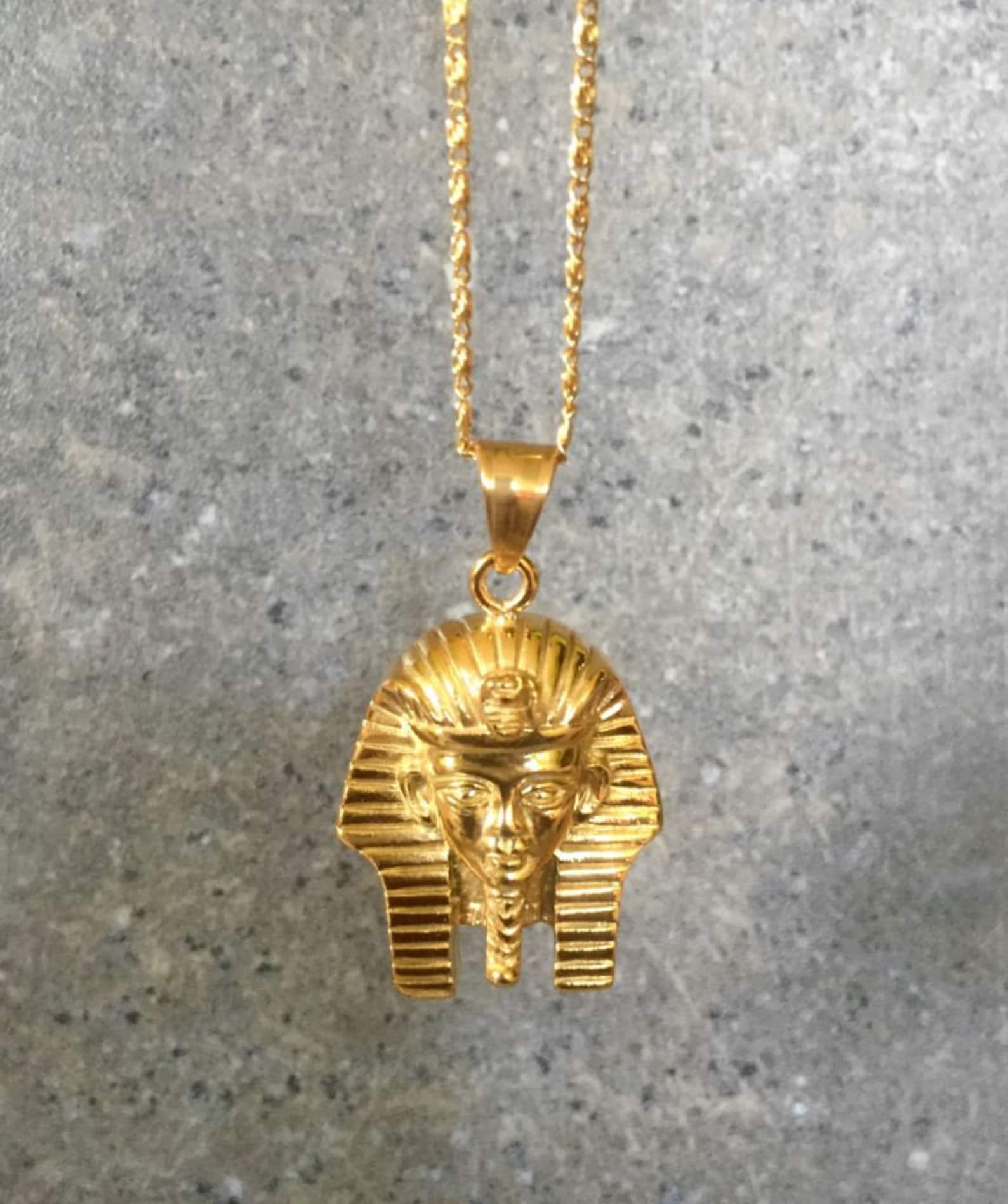 Gold Pharaoh Necklace Pharaoh Head Egyptian King Necklace | Etsy