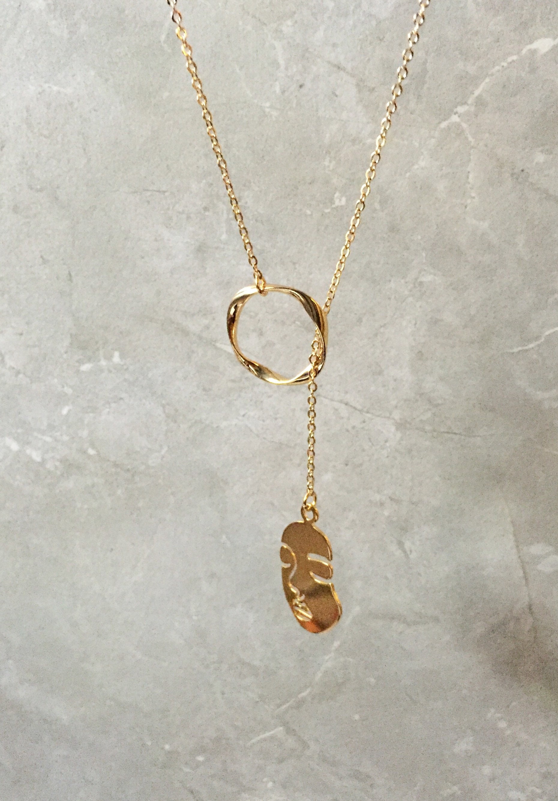 Abstract Face Threader Necklace - Picasso Face Pendant - Minimalist ...