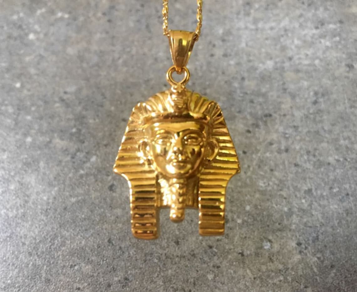 Gold Pharaoh Necklace Pharaoh Head Egyptian King Necklace - Etsy